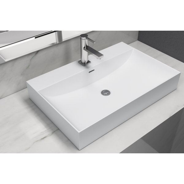 Cantrio Koncepts Cantrio SolidTech Matte White Acyrlic Composite Single Sink with 25" x 16.5 ...